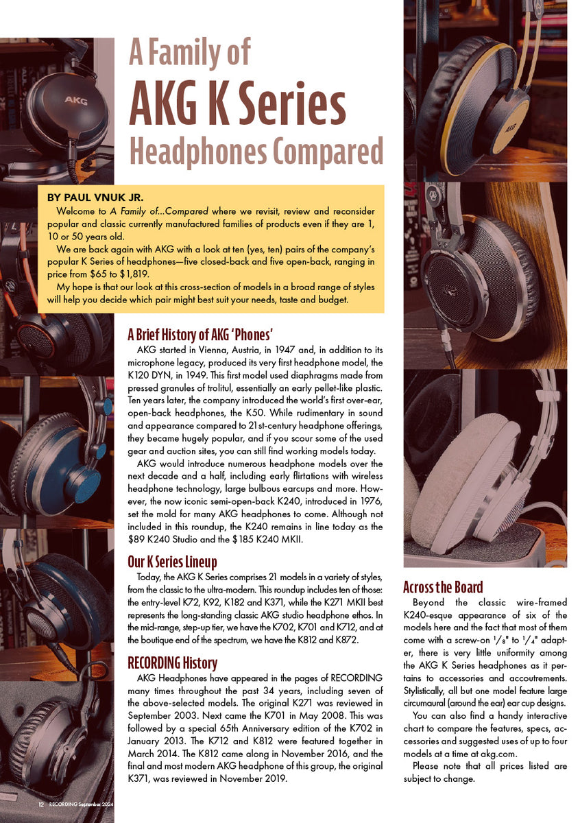 A Family of AKG K Series Headphones Compared – Recording Magazine