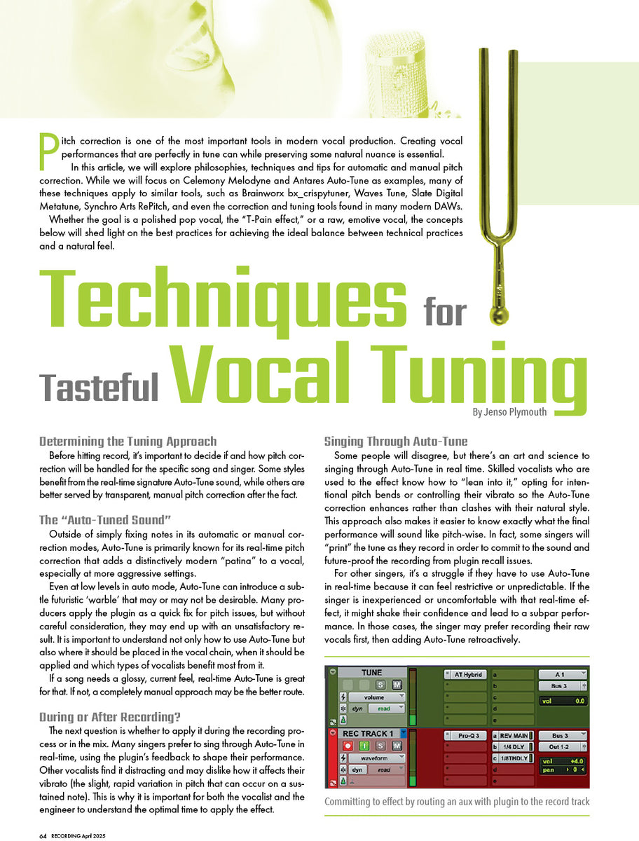 Techniques for Tasteful Vocal Tuning – Recording Magazine
