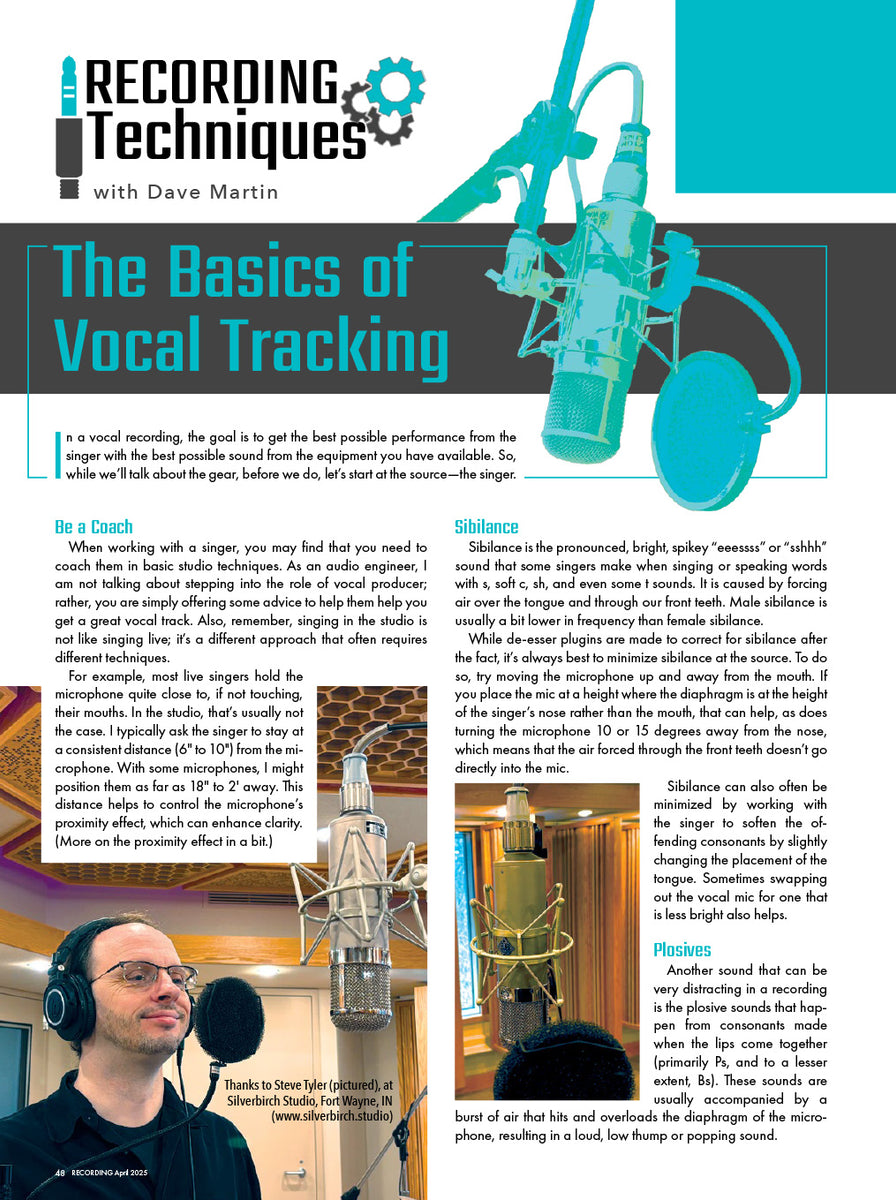 RECORDING Techniques - The Basics of Vocal Tracking – Recording Magazine