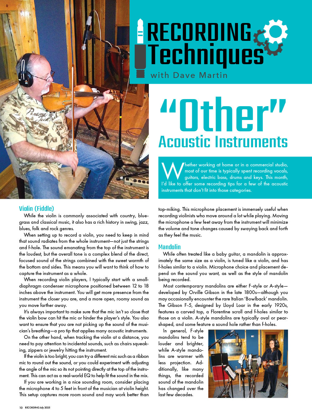 RECORDING Techniques—"Other" Acoustic Instruments – Recording Magazine