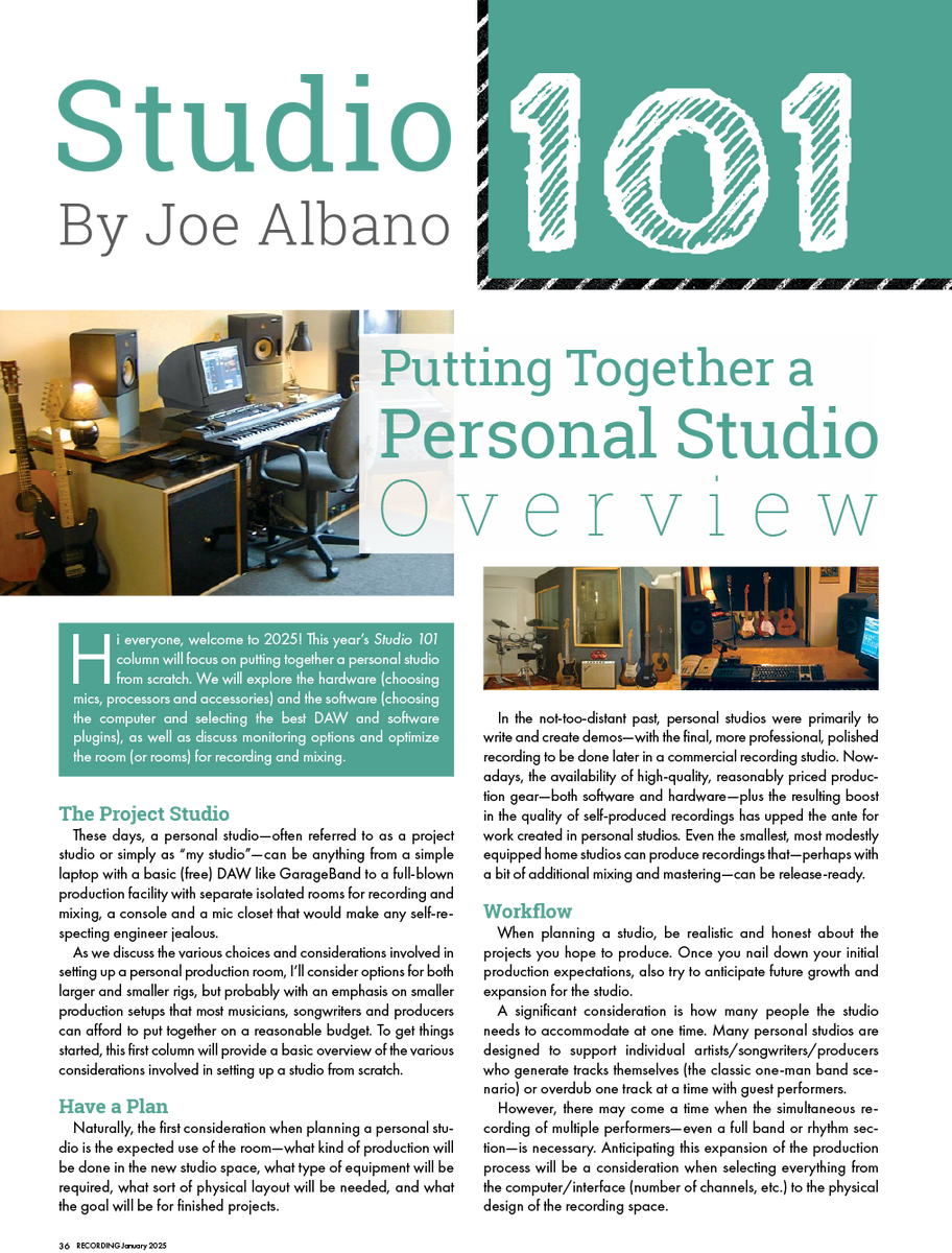 Studio 101 - Putting Together a Personal Studio (Overview) – Recording ...