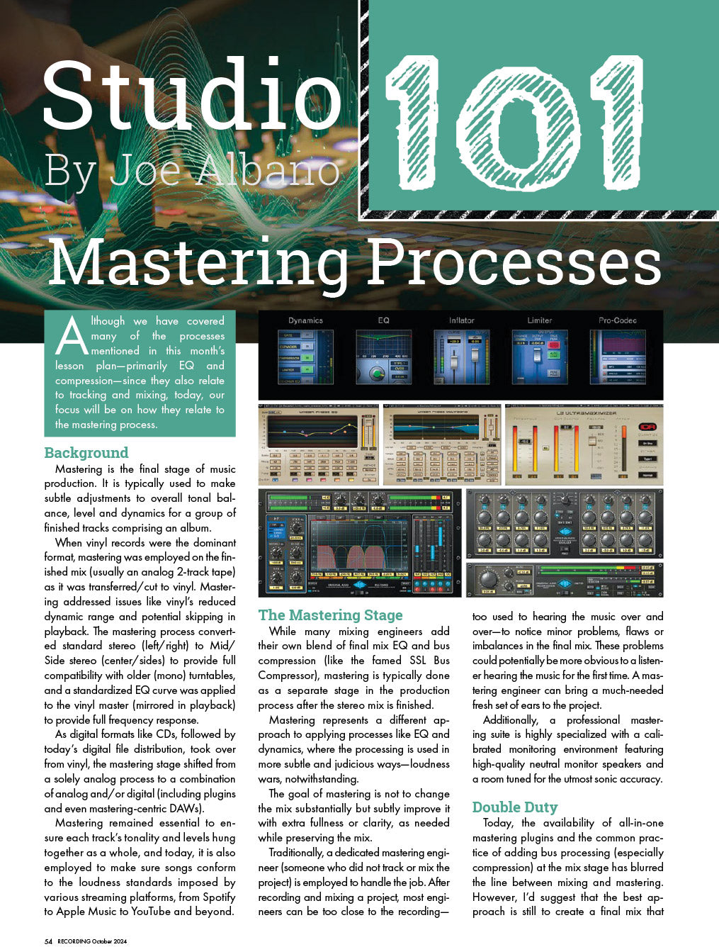 Studio 101 – Mastering Processes – Recording Magazine