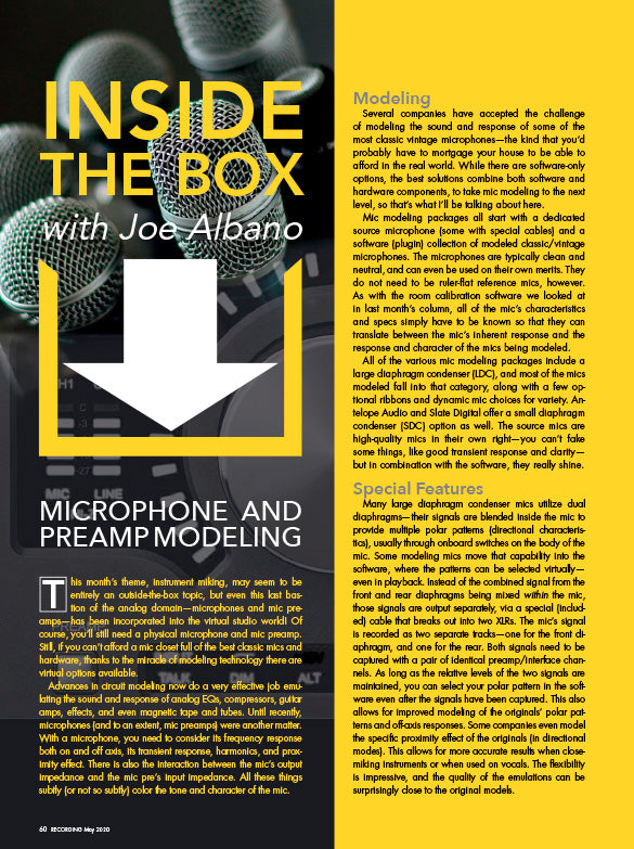 Inside the Box with Joe Albano: Microphone and Preamp Modeling – Recording Magazine