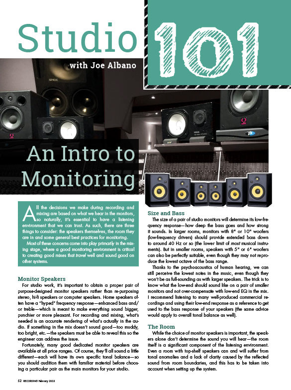 Studio 101 – An Intro to Monitoring – Recording Magazine